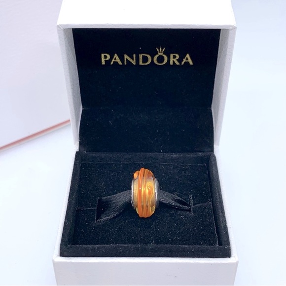 Pandora | Jewelry | Retired Pandora Sterling Silver Swirl Murano Orange ...